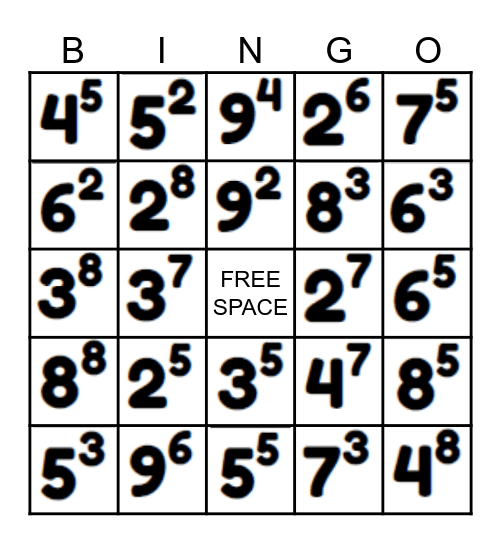Exponents Bingo Card