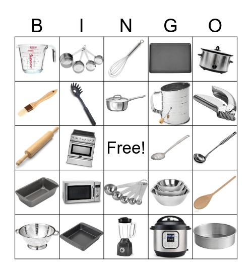 Kitchen Tools Bingo Card