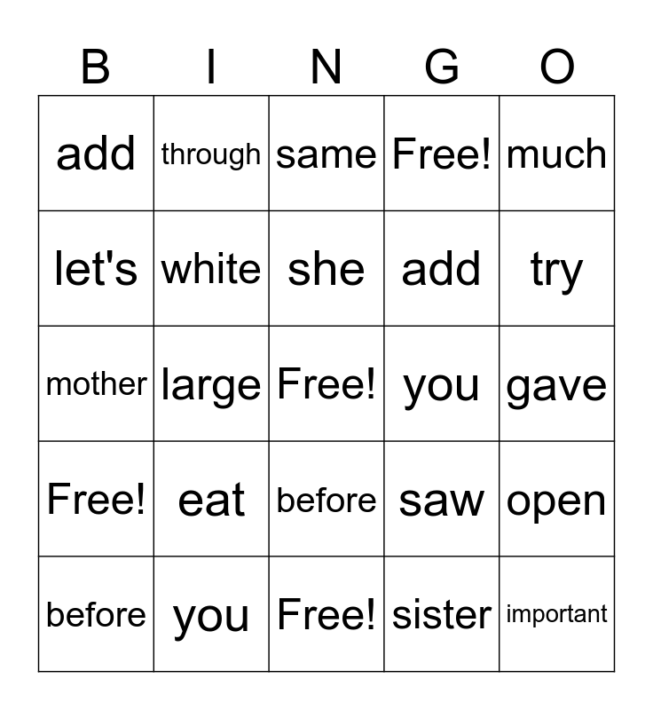 What A Change Bingo Card