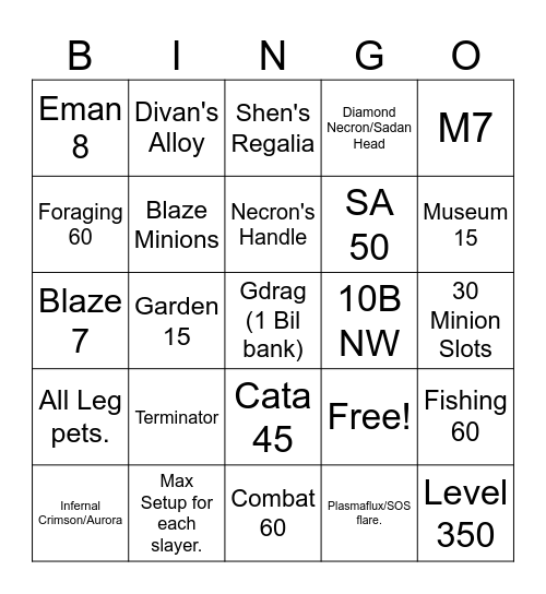 Hypixel BINGO Card