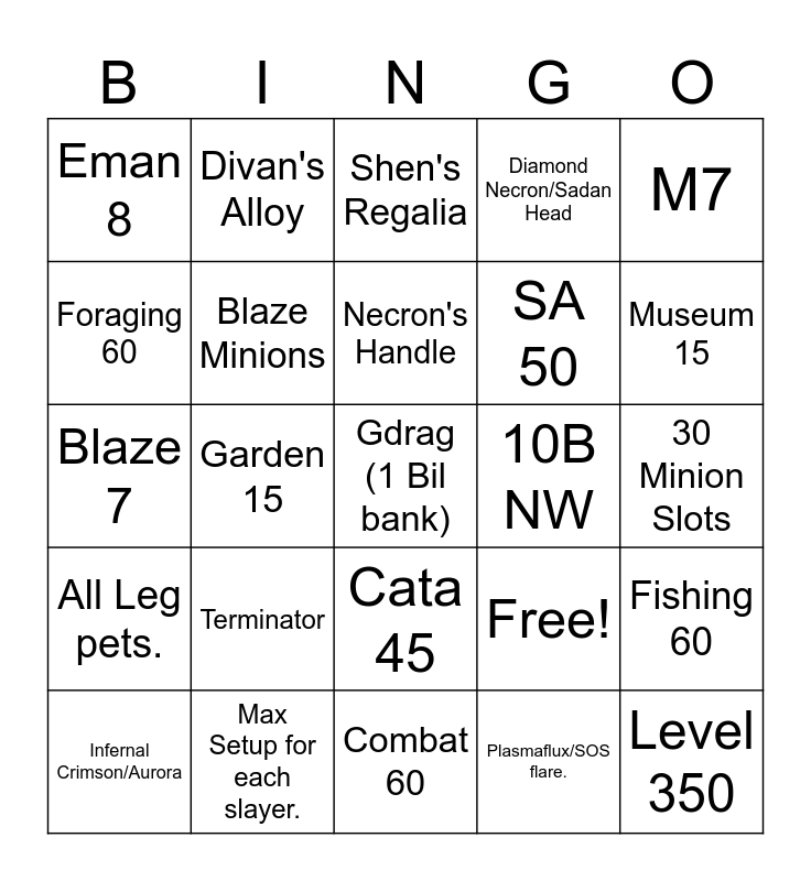 Hypixel BINGO Card