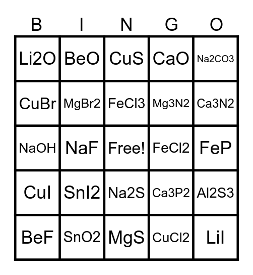 GO Bingo Card