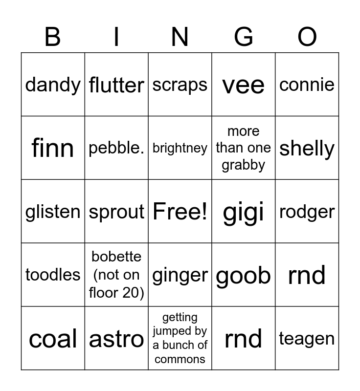 twisted bingo Card