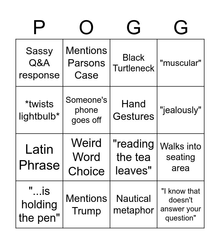 CONSTITUTIONAL BINGO (POGG) Bingo Card