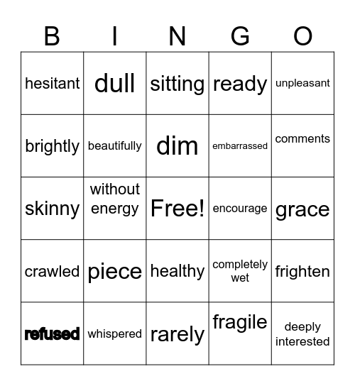 Context Clues Bingo Card