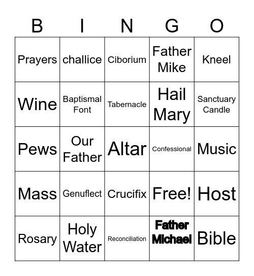 Church Bingo Card