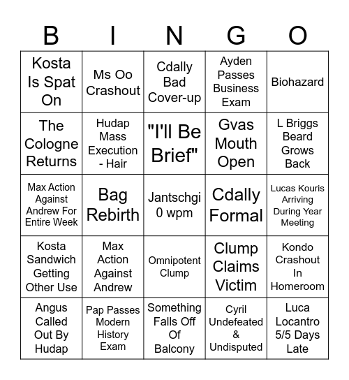 TERM 1 Bingo Card