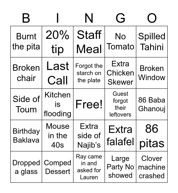 Connect 5 in Row! Bingo Card