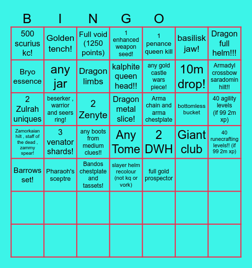 Epic naps Bingo Card