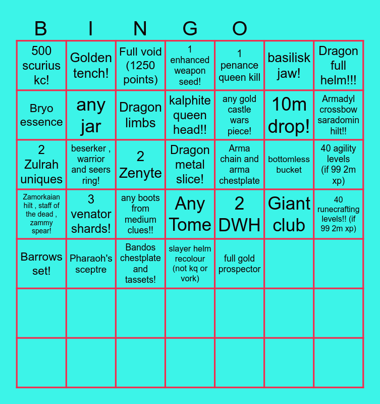 Epic naps Bingo Card