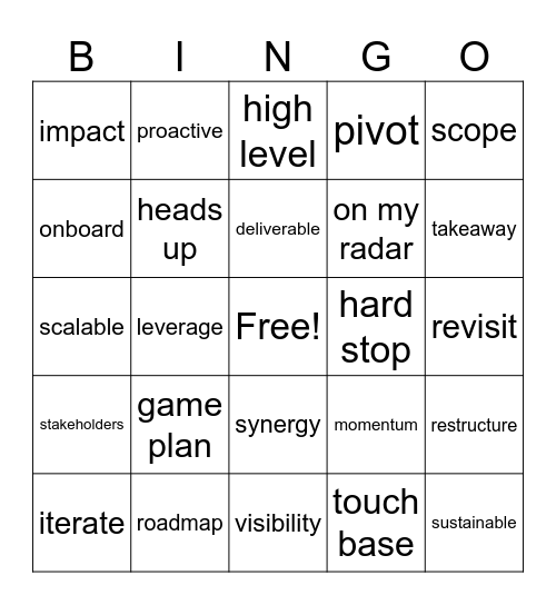 Town Hall Bingo Card