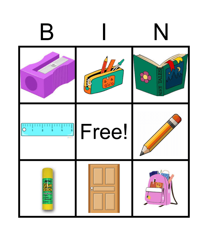 Classroom objects Bingo Card