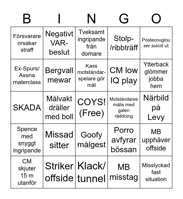 Spursbingo Card