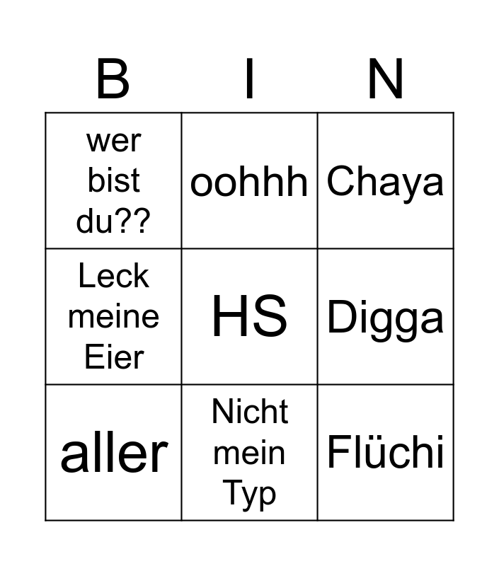 Frankfurt Tinder Bingo Card