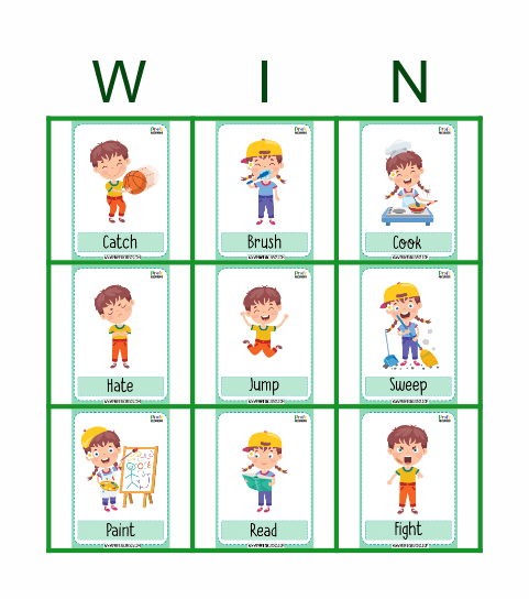 ACTION VERBS Bingo Card