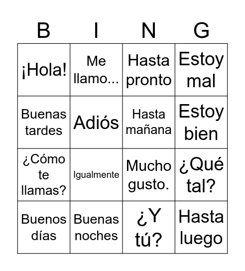 Saludos y despedidas Bingo Card