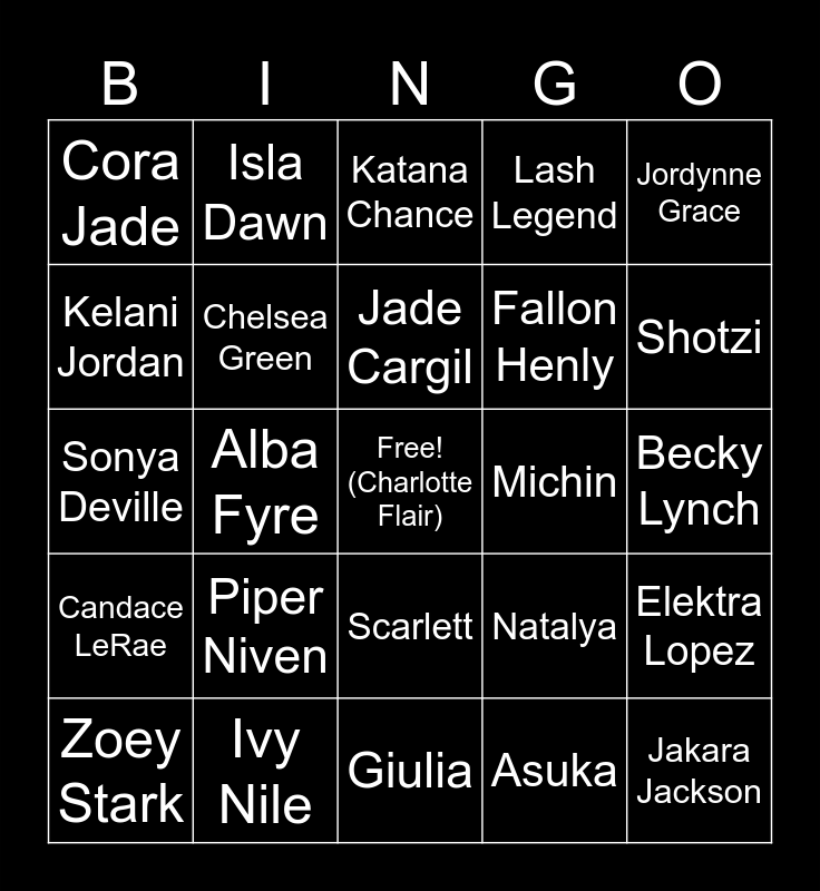 ROYAL RUMBLE PREDICTIONS (Women's) Bingo Card