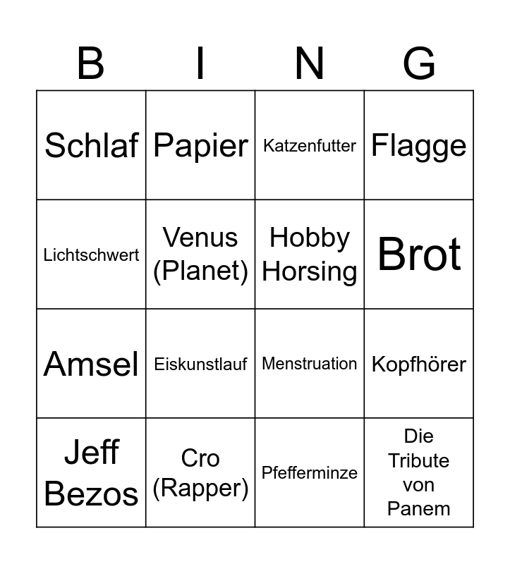 Wiki Bingo Card