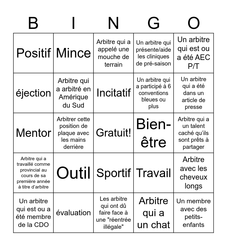 Bingo Bleu #39 - FR Bingo Card