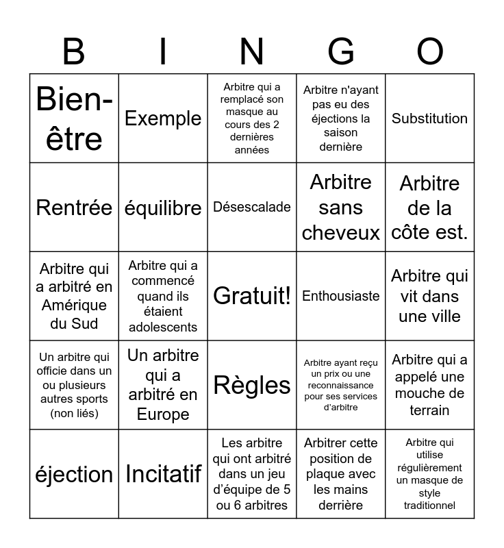 Bingo Bleu #45 - FR Bingo Card