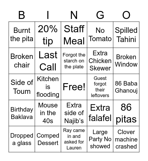 Connect 5 in Row! Bingo Card