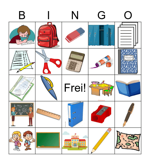 Schulsachen Bingo Card