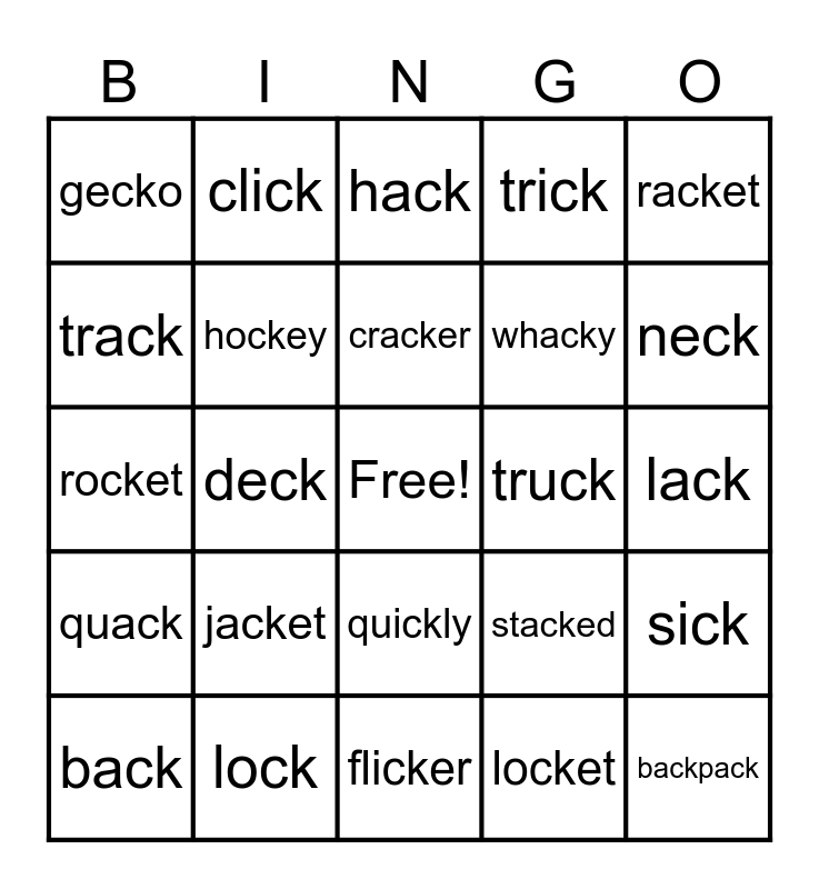 DIGRAPH CK Bingo Card