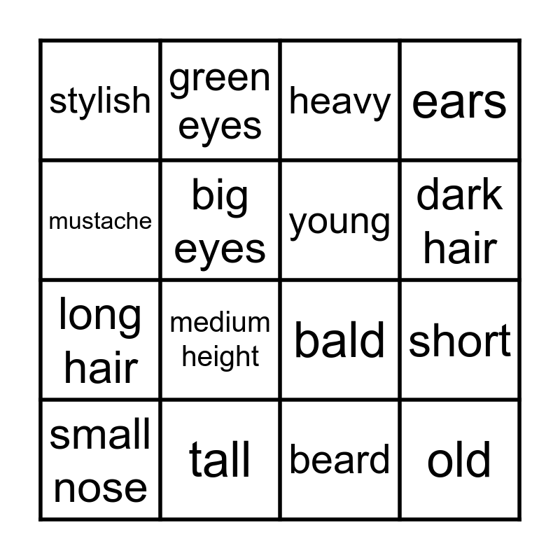 BINGO CHART Bingo Card