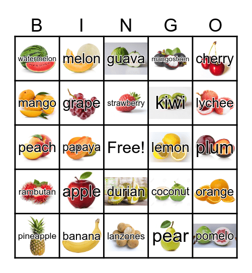 Fruits Bingo Card