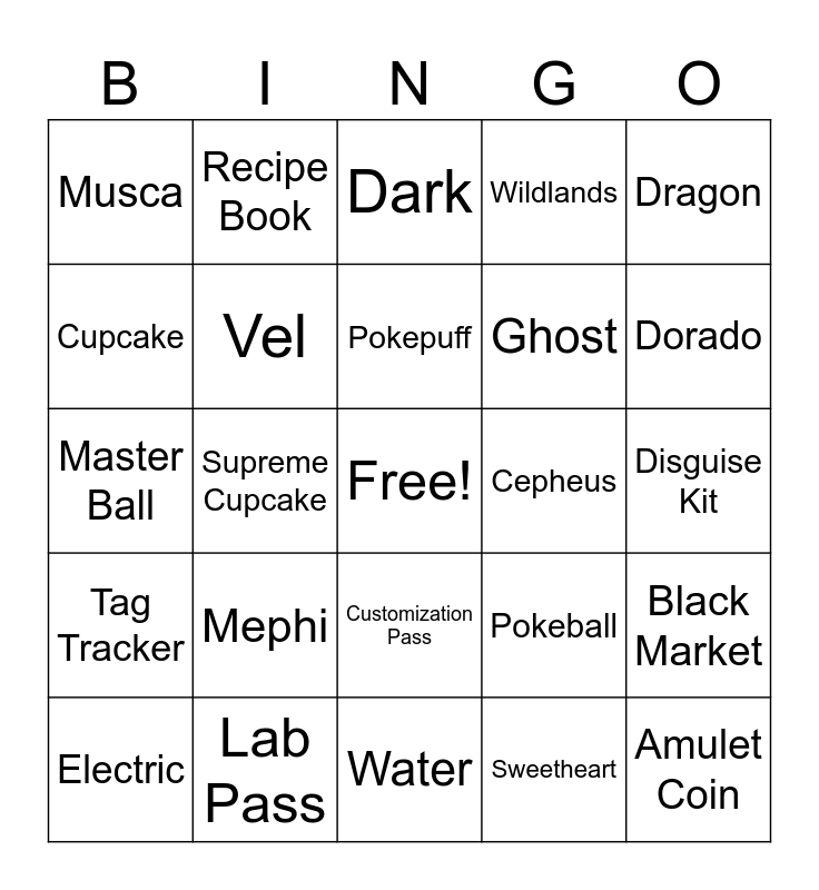 Sky Tales Bingo Card