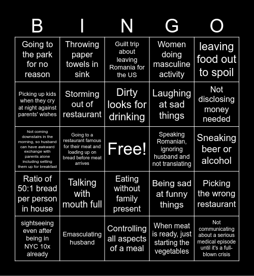 ABRAHAM IN-LAW BINGO Card