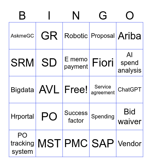 PM-P2 workshop Bingo Card