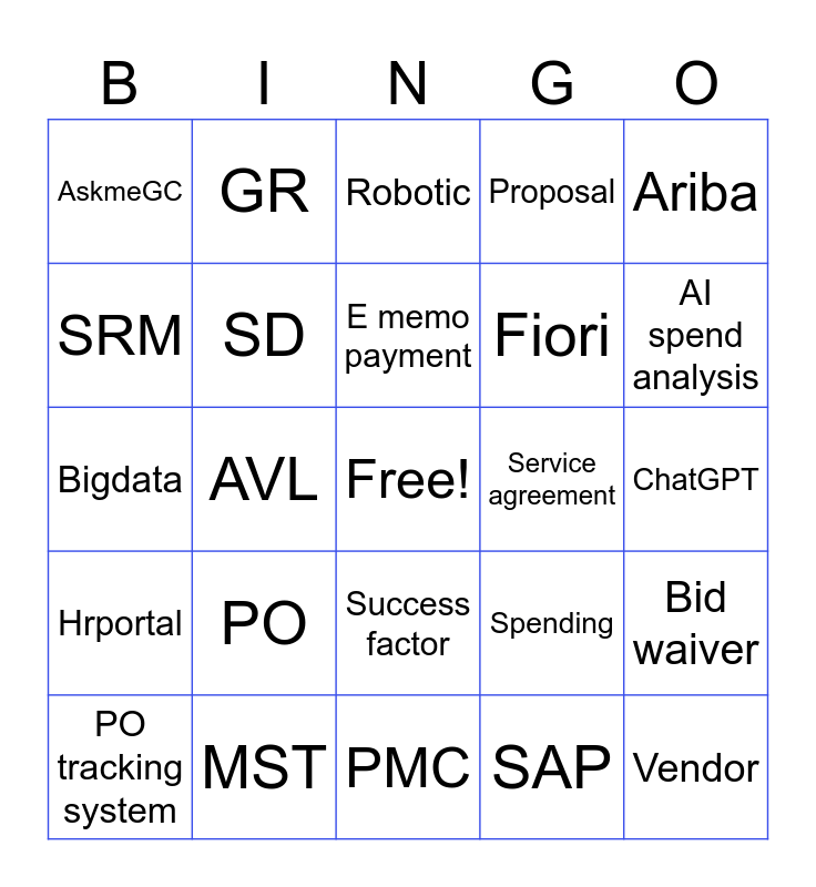 PM-P2 workshop Bingo Card
