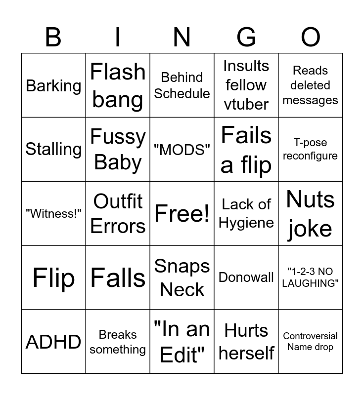 Filian Stream Bingo Card