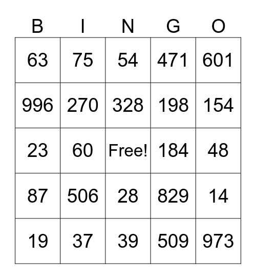 Expanded Form- 2 & 3 Digit Bingo Card