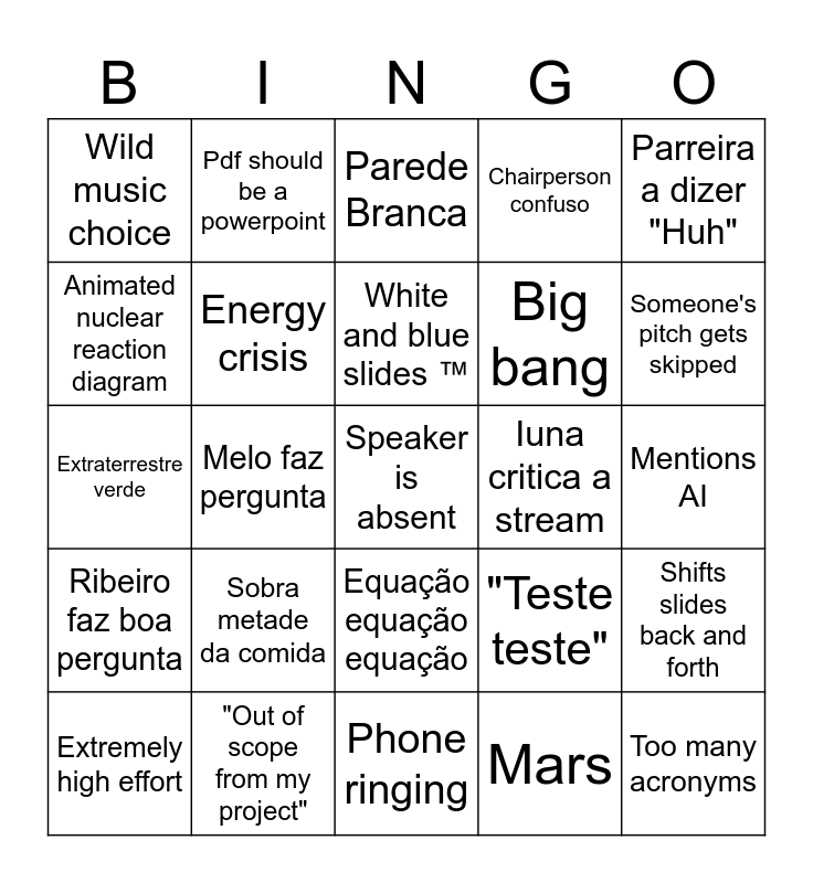 Workshop Bingo Card