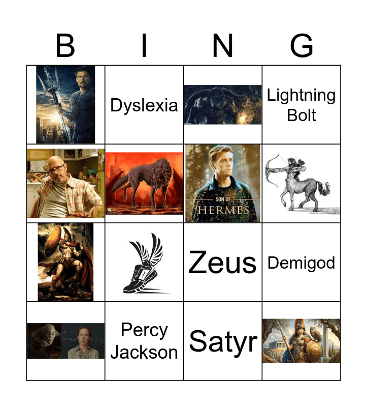 Percy Jackson Bingo Card