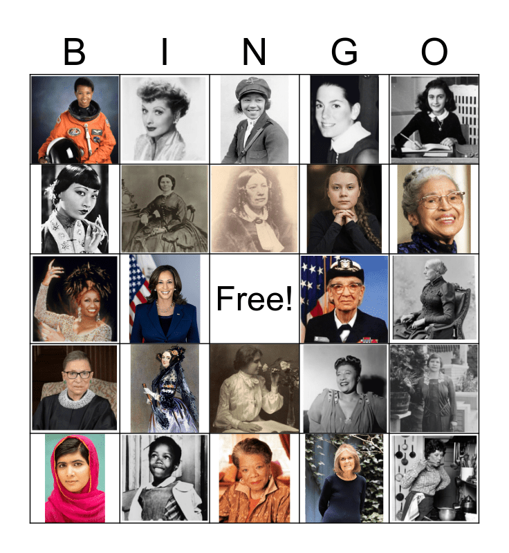 Women's History Month Bingo Card