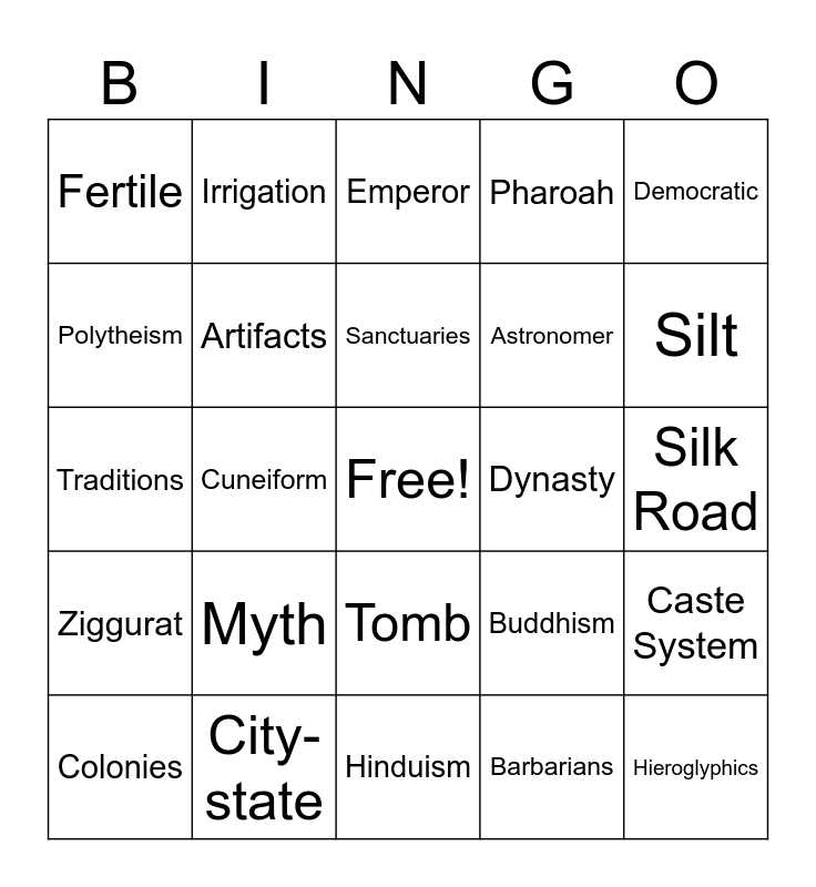 SSCL Vocab Bingo Card