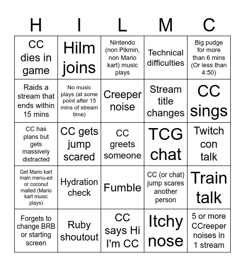 CC Bingo Card
