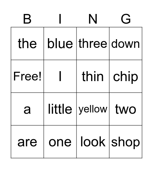 Tricky Word Bingo Card