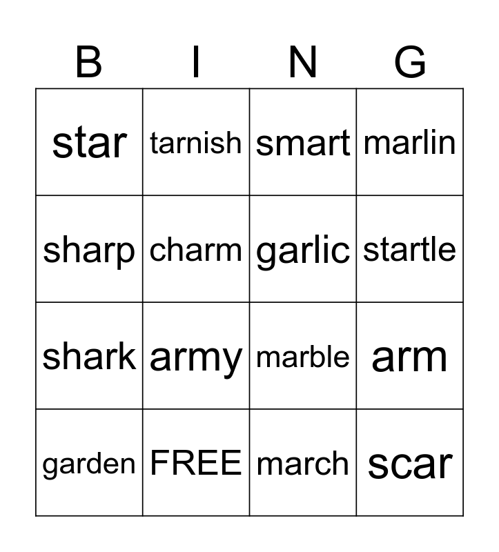 Bossy r: ar Bingo Card