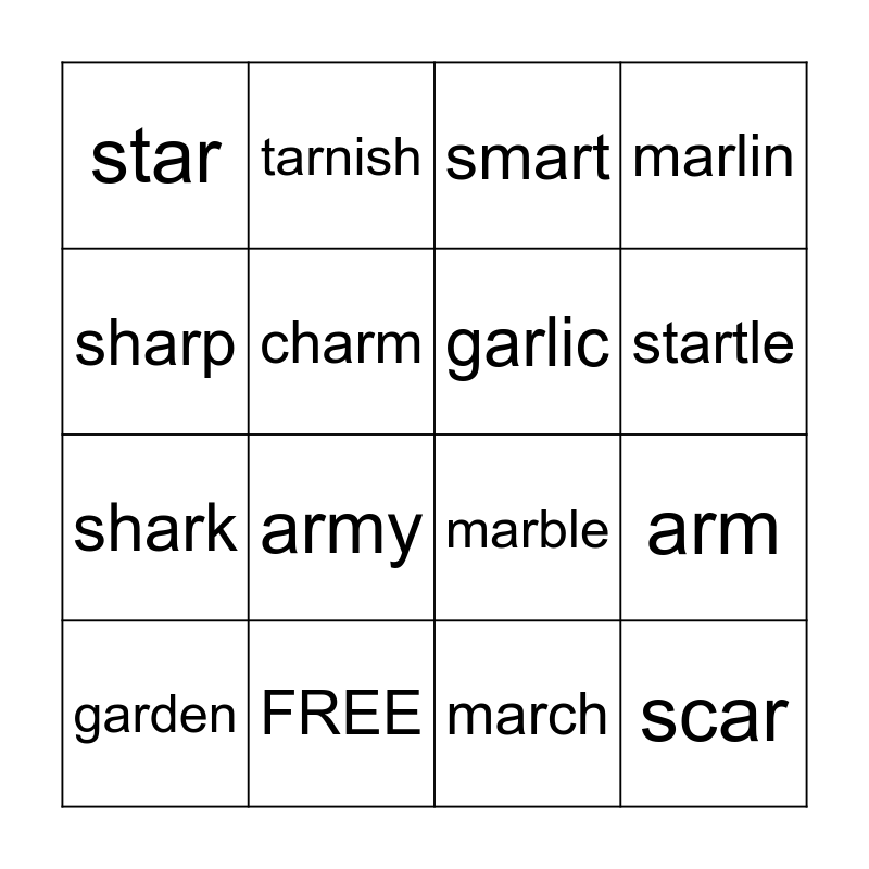 Bossy r: ar Bingo Card