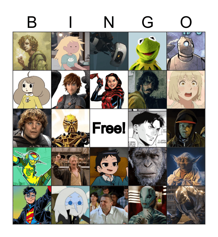 Favourite Character Bingo Card