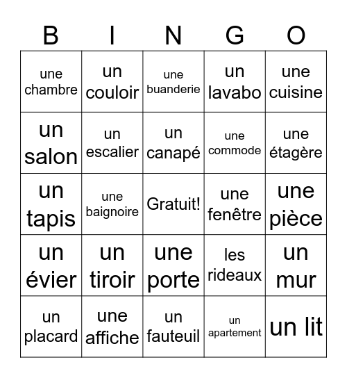 La Maison Bingo Card