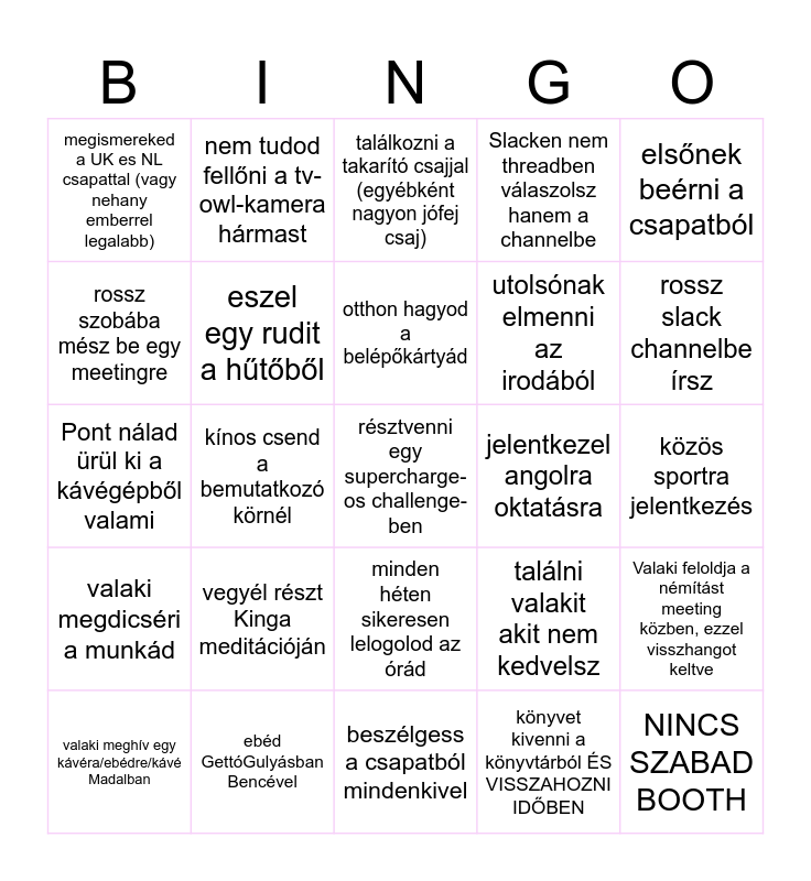 SC Bingo Card