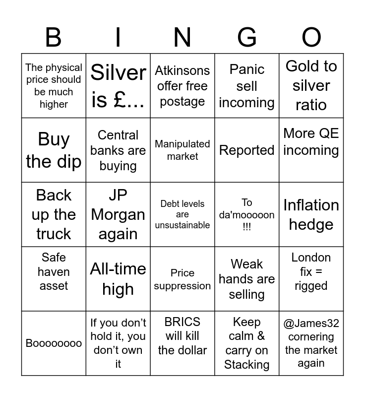 Gold Monitoring Thread £ GBP only Bingo Card