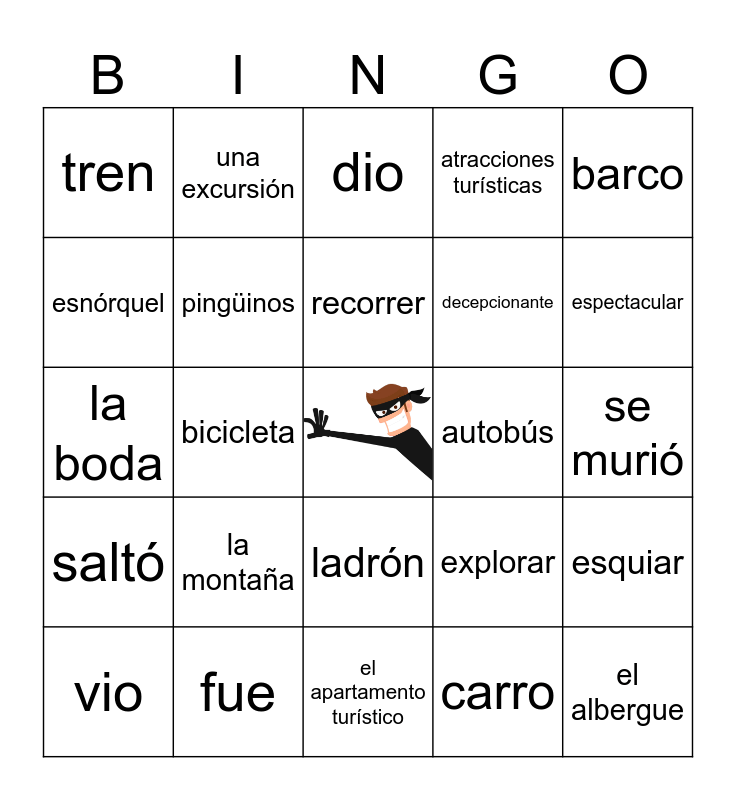 Verbos en el pretérito Bingo Card