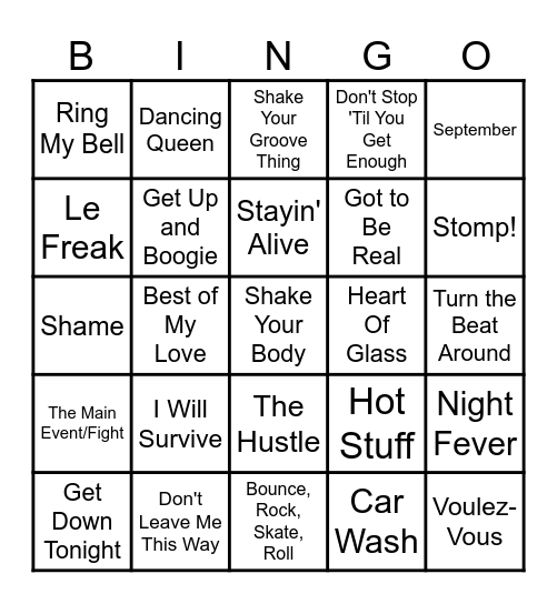 Disco Bingo Round 1 Bingo Card