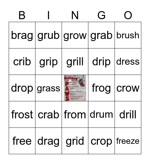 R Blends Bingo Card